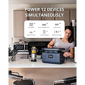 GROWATT Portable Power Station INFINITY 1500, Solar Generator, 1512Wh Large Capacity, 4 x 110V/2000W AC Outlets (4000W Peak), Fast Wall/Solar Charge, Emergency Power Backup for Home/Outdoor Camping/RV