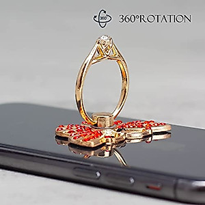 [2 Packs] Butterfly Glitter Bling Bling Phone Ring Holder, Sparkle Phone Ring Grip Artificial Diamond Stand,Rhinestone Cell Finger Ring for Phones,Pad