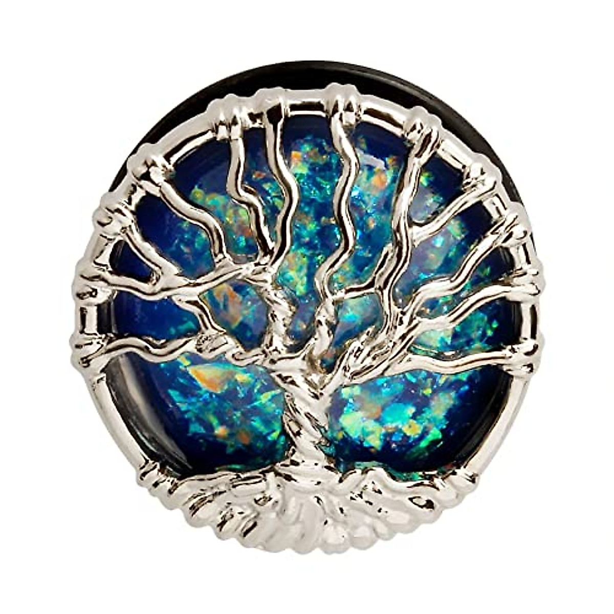 KUBOOZ Blue Planet Silvery Tree Ear Plugs Tunnels Gauges, No Color, Size No Size