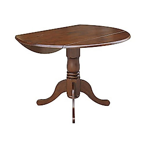International Concepts Round Dual Drop Leaf Pedestal Table, Espresso, 42"
