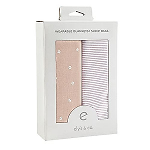 Ely's & Co 100% Cotton Wearable Blanket Baby Sleep Bag 2 Pack (0-3 Months, Blush)