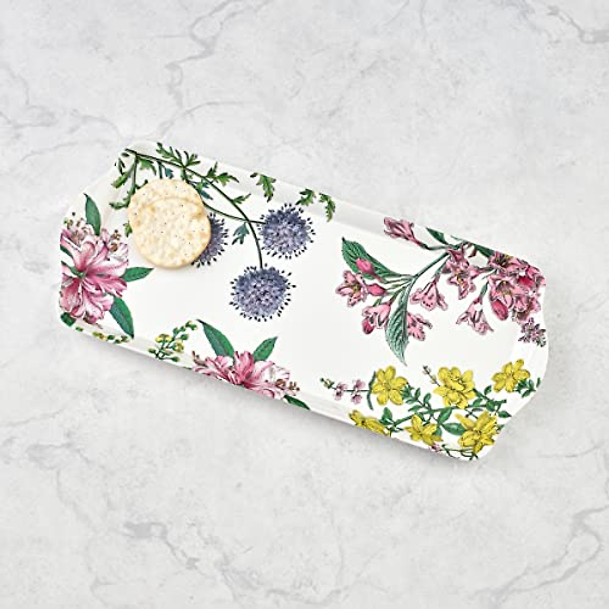 Pimpernel Stafford Blooms Collection Sandwich Tray | Serving Platter | Crudité and Appetizer Tray | Made of Melamine | Measures 15.1" x 6.5" | Dishwasher Safe