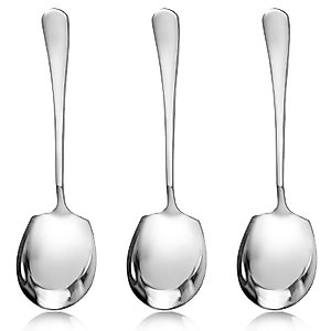 3 Pcs Large Serving Spoons, Stainless Steel Serving Spoon, Spoons Table Spoons, Long Handle Soup Spoons, Large Serving Tablespoons, Serving Spoons Set Kitchen Tool
