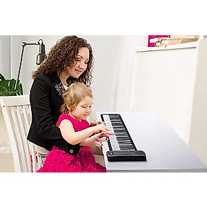 Lujex 61 Keys Roll Up Piano keyboard piano Upgraded Portable Rechargeable Electronic Hand Roll Piano With Environmental Silicone Piano Keyboard for Beginners (Black)