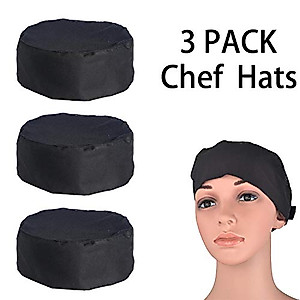 LERTREE Breathable Mesh Top Skull Cap Catering Chefs Hat with Adjustable Strap Black