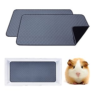 2 Pack 21 x 47” Guinea Pig Cage Liners Small Animal Pee Pads Pet Bedding Mat Guinea Pig Bedding Absorbent Pee Pads for Hamsters, Rabbits, Hedgehogs