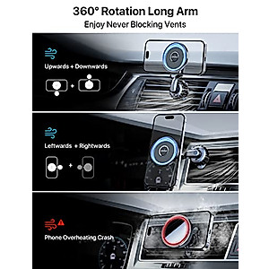 Ciencimy Compatible for MagSafe Car Mount [Strongest Magnet] Magnetic Phone Holder for Car [360° Adjustable] Air Vent Magnetic Phone Mount Fit for MagSafe iPhone 14 13 12 Pro Max Plus Mini
