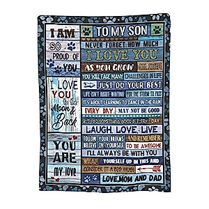 to My Son Blanket from Mom Ultra Soft Flannel Throw Blankets for Christmas Birthday Gifts 60"x50" Son Blanket