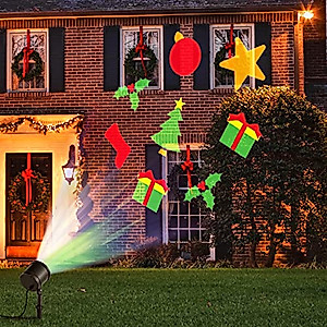 Goplus Christmas Projector Lights, Rotating Projection Lamp with 65° Adjustable Angle, Lawn Stake, Water Proof Landscape Decorative Lighting for Christmas, Holiday, Party, Garden