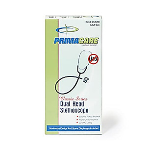 Primacare DS-9290-BK Adult Size 22 Inch Stethoscope for Diagnostics and Screening Instruments, Lightweight and Aluminum Double Head Flexible Stethoscope, Black