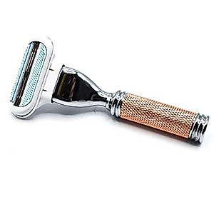 Parker Safety Razor, Gillette Venus Compatible Women’s Travel Sized Triple Blade Razor – Includes Saddle Brown Leather Razor Travel Case & One Cartridge