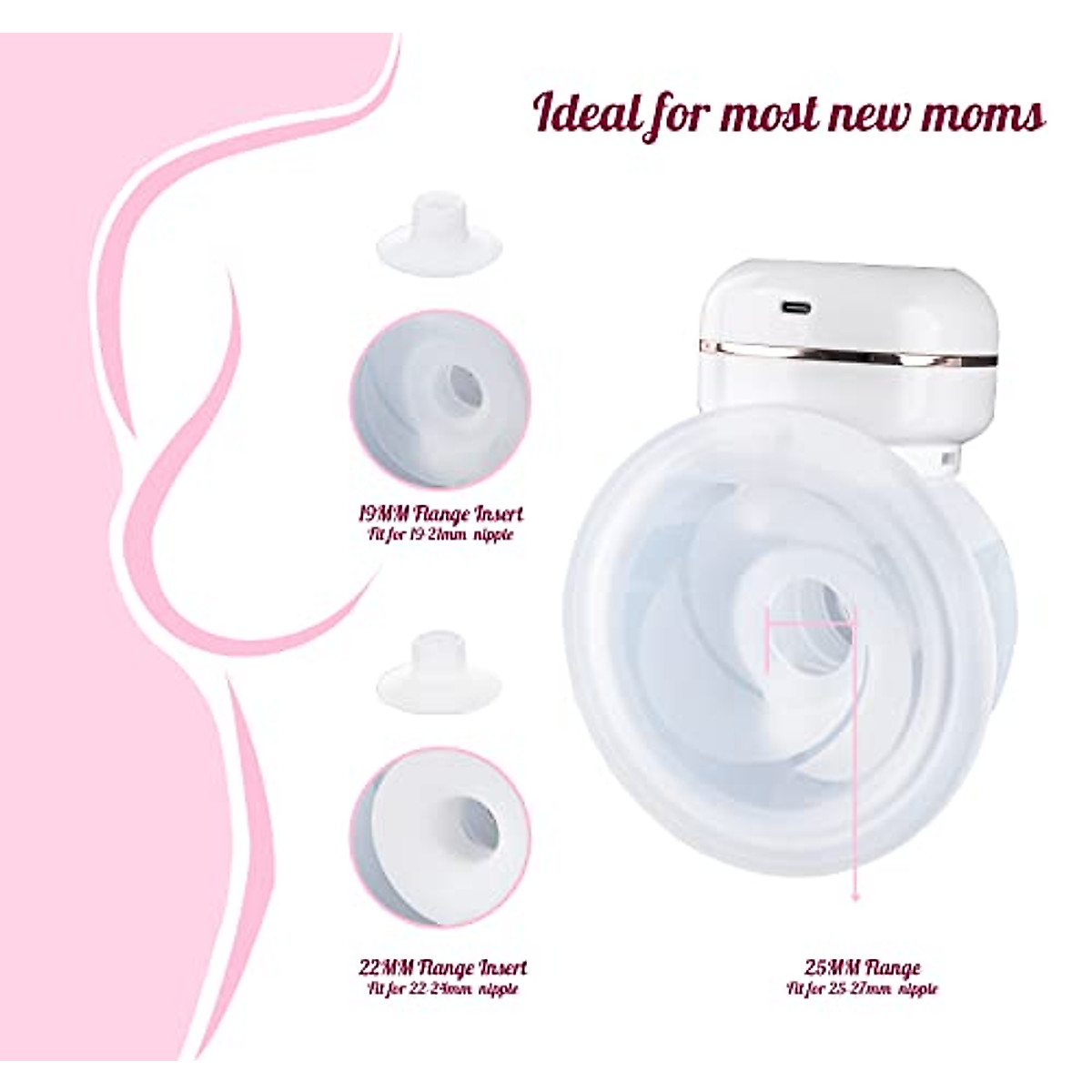 Hands Free Breast Pump, Double Electric Wearable Breast Pump, 3 Modes & 9 Levels Portable Breast Pump, LED Display, 19/22/25 mm Flanges, Breastfeeding Pump with Pumping Bag and Ice Pack