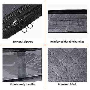 Uidducpu Storage Bins,Under Bed Storage Containers,Foldable Clothes Storage bags with Clear Windows and Reinforced Handles,for Clothing, Blanket, Sweaters, Comforter,Toys,Grey, 3-Pack