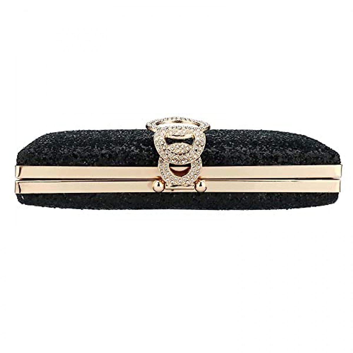 Womens Glitter Clutch Purse Sequin Evening Handbag Prom Party Wedding Purse Cocktail Party Bling Envelope Clutch Bag with Chain (Black)