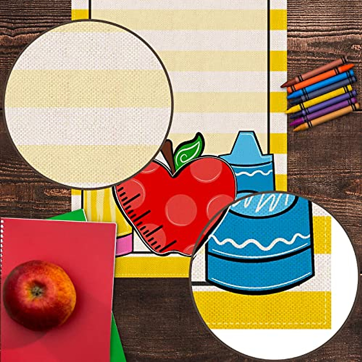 Pudodo Back to School Table Runner Apple First Day of School Kids Students Classroom Party Dinning Room Home Decoration (13" x 72")