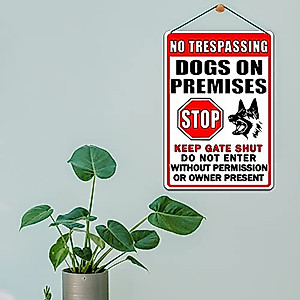 Funny Beware Of Dog Sign Warning Do Not Enter Metal Signs No Trespassing Dogs On Premises Tin Signs Dog In Yard Stop Keep Gate Closed Sign For Fence Door Outdoor Decorations 8x12 Inch
