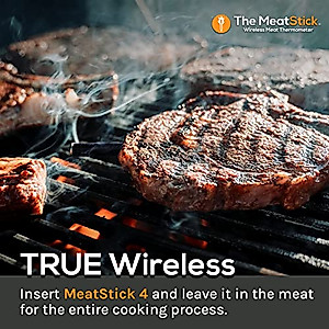 MeatStick 4X Set | Quad Sensors Wireless Meat Thermometer with Bluetooth | 650ft Range | for BBQ, Kitchen, Smoker, Air Fryer, Deep Frying, Oven, Sous Vide, Grill, Rotisserie