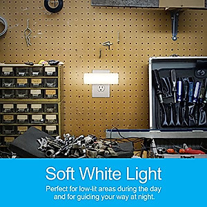 GE Ultrabrite LED Light Bar, 200 Lumens, High/Low/Off Switch, Plug-in, Night Light, Ideal for Dark Spaces, Bedroom, Bathroom, Kitchen, Hallway, Garage, Basement White, 52261, 2 Pack