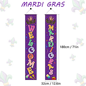 Mardi Gras Door Banner - LIYDE Mardi Gras Decorations Hanging Mardi Gras Porch Signs Outdoor Indoor Banner