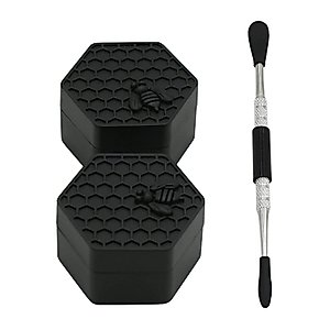 KUVIS 26ml Hexagon Silicone Containers Non-stick Jars with Carving Tool (Black)
