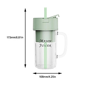Mason Juicer Blender, Portable Mason Juicer Blender, Mason Jar Blender, Mason Jar Juicer, Glass Mason Jar with Plastic Mixer Mini Juicer Blender Set, Single Blender for Shakes and Smoothies (1pcs)