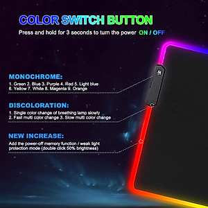 RGB Gaming Mouse Pad - 14 Light Modes Extended Computer Keyboard Mat, Anime LED Mouse Pad Large，High-Performance Mouse Pad Optimized for Gamer 31.5 X 12in (Wolf Mouse pad)