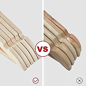 ELONG HOME Solid Wooden Hangers 20 Pack, Wood Coat Hangers with Extra Smooth Finish, Precisely Cut Notches and Chrome Swivel Hook, Wooden Clothes Hangers for Shirt Suit Jacket Dress