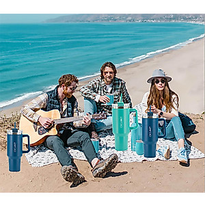 Cecilibet 40oz Tumbler With Handle and Straw Lid, Stainless Steel Insulated Travel Mug for Hot and Cold, Simple Sleek Modern Style Big Cup Dupes for Car (Orange)