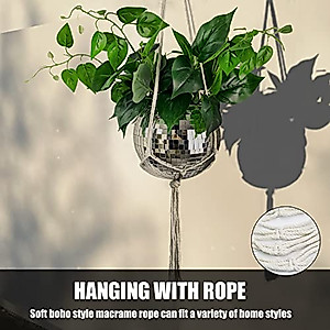 coutinfly Disco Ball Planter 8", Creative Mirror Ball Flower Pot Holder for Hanging Plant with Chain, Macrame Rope, Wooden Stand, Cute Plant Hanger for Indoor Outdoor Window Home Decor, 1 Piece