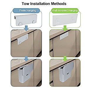 2.4 Gallon Hanging Trash Can with Lid Kitchen Compost Bin Trash Can for Counter Top or Under Sink, Hanging Small Trash Can with Lid for Cupboard / Bathroom / Office, Mountable Indoor Compost Bucket