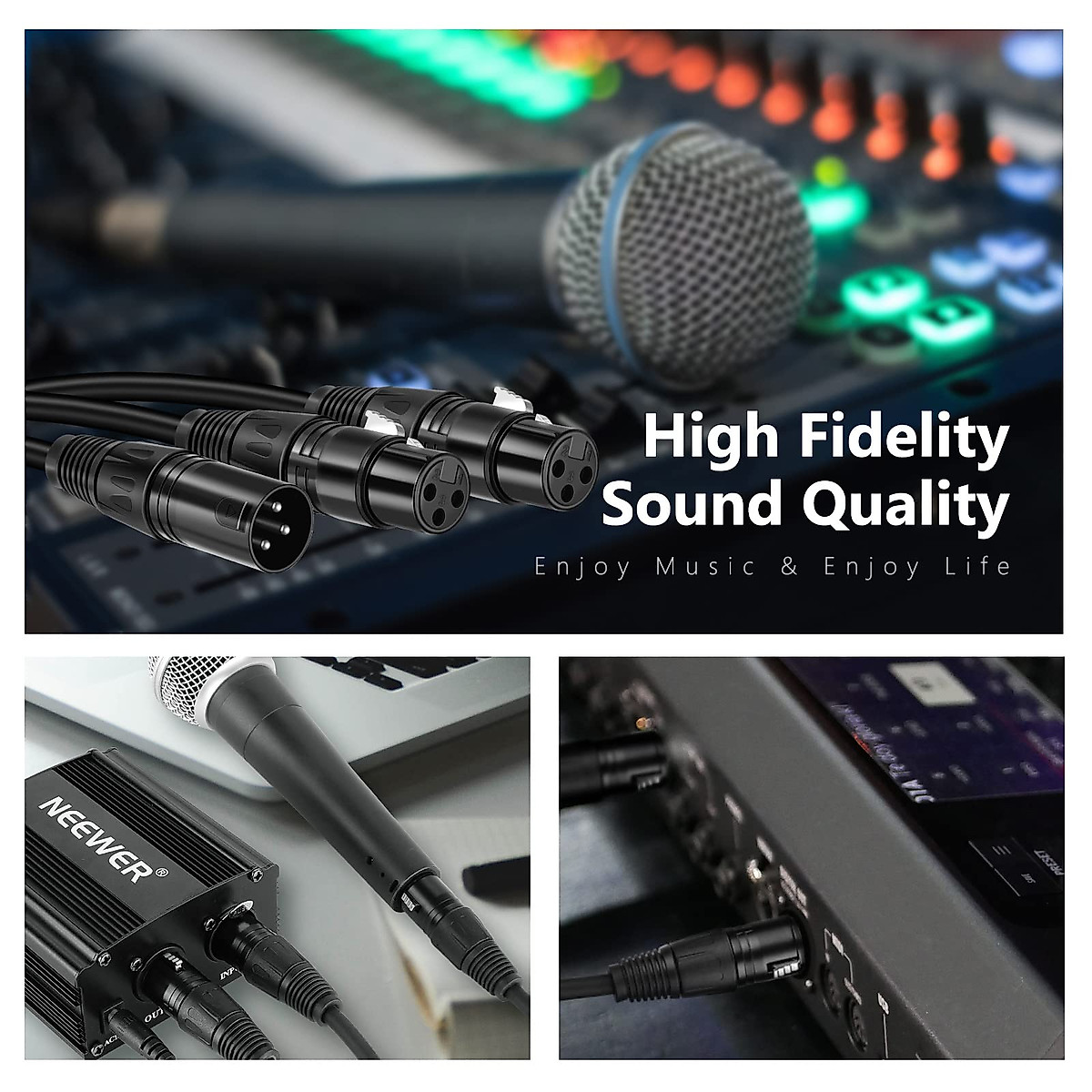 Neewer XLR Splitter Male to 2 Female Cable, Dual Female XLR to Male XLR Mic Combiner Y Cord Balanced Microphone Splitter Cable (3-Pin 2 Female to 1 Male) — 1.6 Feet