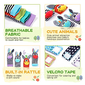 Baby Wrist Rattles Foot Finder Socks Set, Wrist Rattle Arm Hand and Rattle Leg Ankle Socks, Newborn Soft Sensory Toys, Baby Socks Infant Wrist Rattles for Babies 0-6 Months, Baby Gift 0-6 6-12 Months