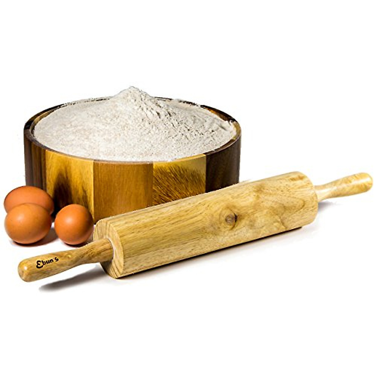 Ebuns Rolling Pin for Baking Pizza Dough, Pie & Cookie - Classic Essential Kitchen utensil tools gift ideas for bakers - Traditional Pins 10" inch Barrel