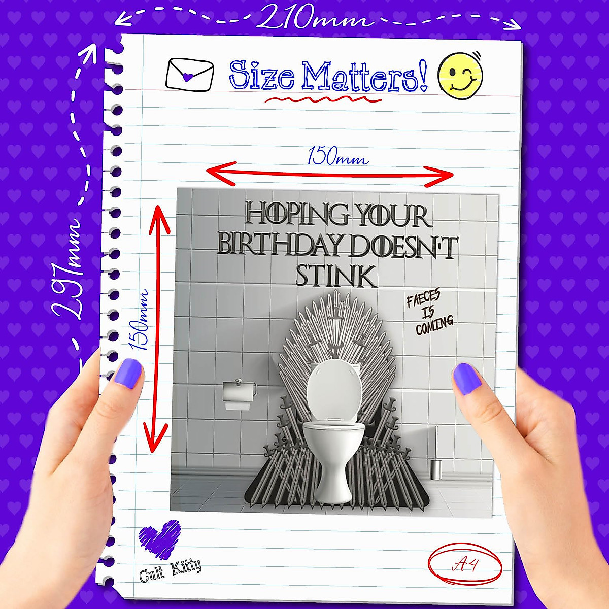 Cult Kitty Birthday Doesn't Stink - Funny Birthday Card for Men - Thick, Premium Birthday Card for Men, Great Game or Thrones Card with Colourful Envelope