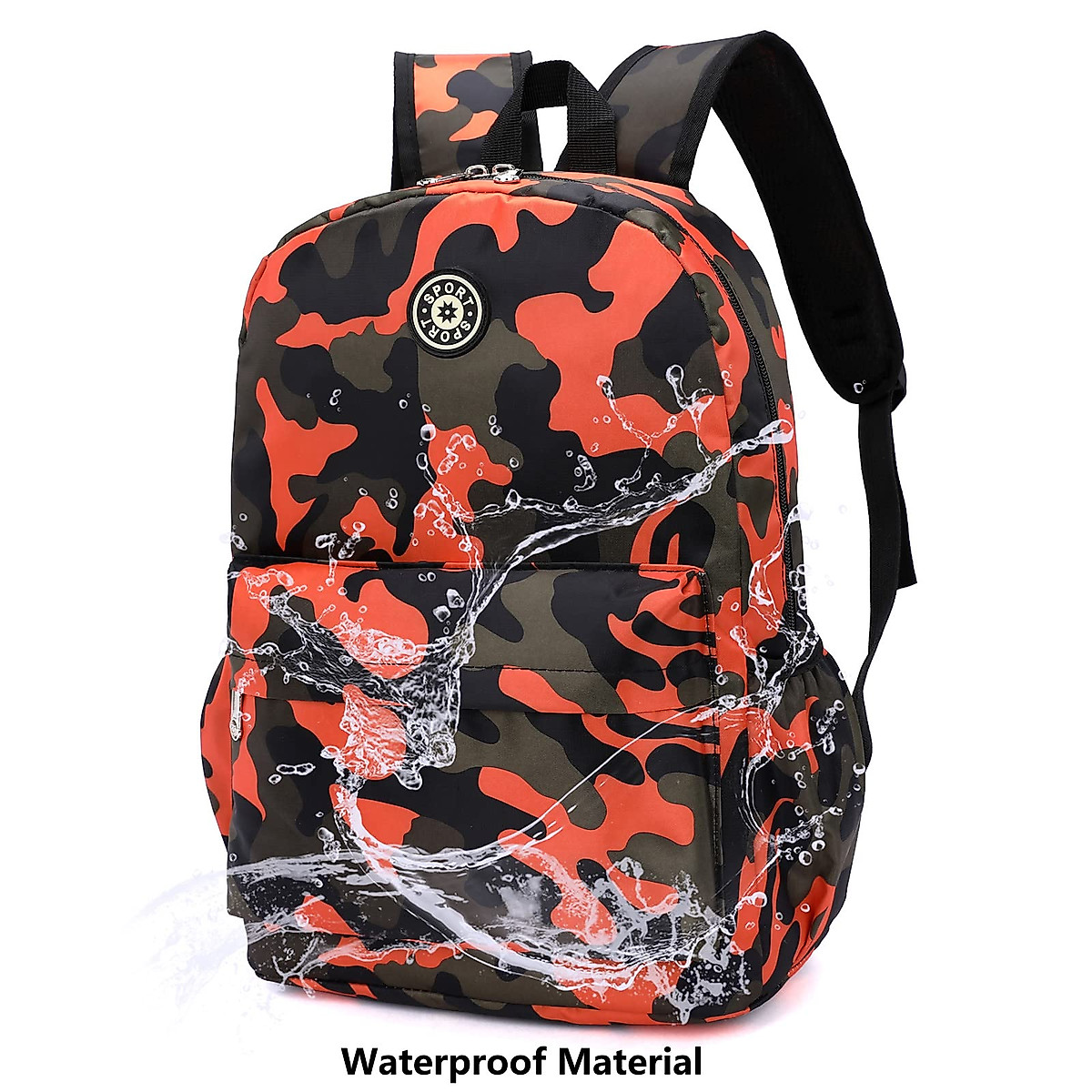 Kids School Backpacks for Boys Girls Elementary Kindergarten Camo School Bags Bookbags for Primary Preschool (Camouflage Orange, Small)