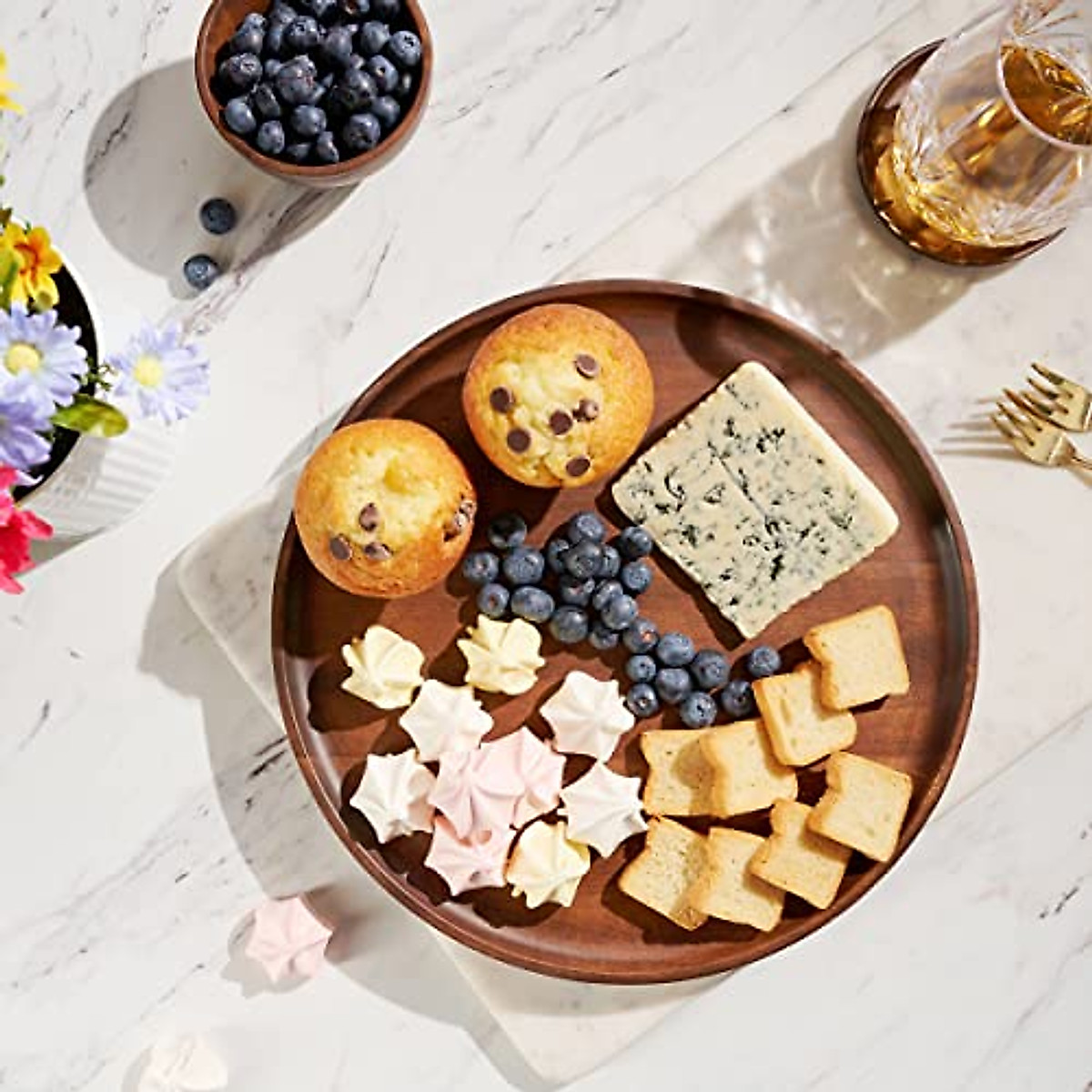 Table Concept Serving Tray, Round Wooden Serving Tray, Serving Platter, Charcuterie Board, Housewarming Gifts - 12"
