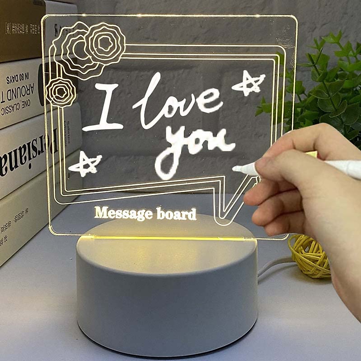 Gifts for Adults Kids, Personalized DIY Message Board Night Light,USB Powered Table Lamp with Erasable Pen and Remote Control, Office Room Desktop Decoration, Gifts for Wedding Anniversary Birthdays