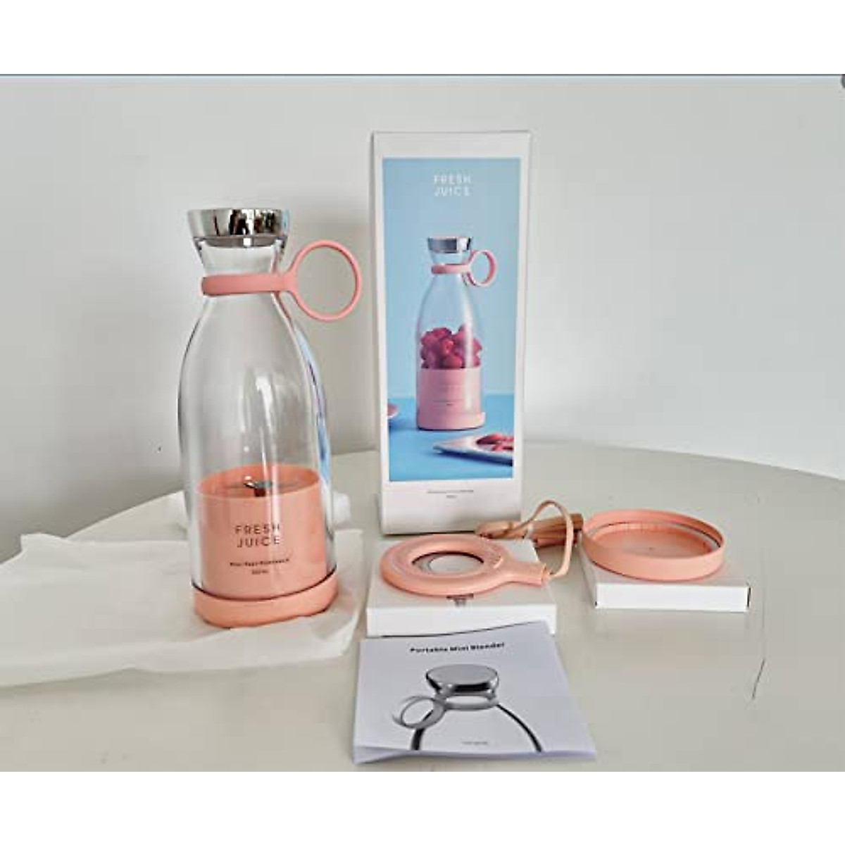 OTPEIR Personal Size Blender, Portable Blender, Battery Powered USB Blender (Pink)