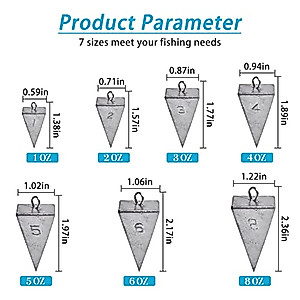 Pyramid Sinkers Fishing Weights Surf Fishing Weights Sinkers Ocean Saltwater Pyramid Weight Fishing Sinkers Fishing Gear Tackle 1oz 2oz 3oz 4oz 5oz 6oz 8oz