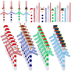 Peryiter 36 Set Christmas Snowman Stick Ornament Craft Kit Christmas Crafts for DIY Winter Arts and Craft Kit Bulk for Holiday Fun Home Activities, 6 Inches