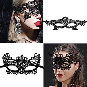 CNYMANY 15 Packs Women's Sexy Flexible Lace Masks Eye-mask for Ball Party Venetian Masquerade Costume - Black