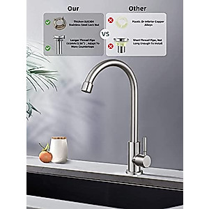 Cold Water Only Faucet SUS304 Stainless Steel Faucet for Kitchen Sink