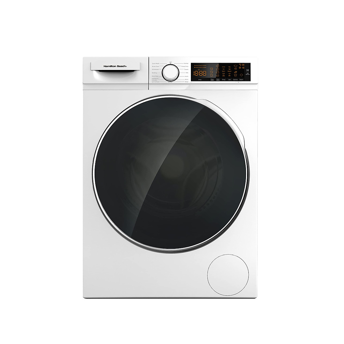 Hamilton Beach Fullsize 2.2 cu ft Front Load Washer and 4 cu ft Dryer Combo - 24” Wide - includes Stacking Kit and Drawer
