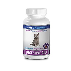PET SUPPLEMENTS cat probiotics Treats - Cats Digestive AID - PROBIOTIC Formula - Treats - cat Beef Treats - 1 Bottle (60 Chews)