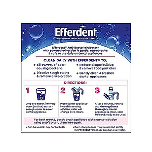 Efferdent Denture Cleanser Tablets, Complete Clean, Cleanser for Retainer and Dental Appliances, 44 Count, (Pack of 12)