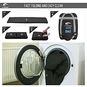 Warm Weather Sleeping Bag, FYMANNY Portable Waterproof Compact Lightweight Comfort with Compression Sack for Camping Backpacking Hiking, 83 L x 30" W Fits Adults(Black)