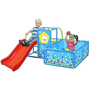 Eezy Peezy Active Play 3 in 1 Jungle Gym PlaySet – Includes Slide, Ball Pit, & Toss Target with 50 Colorful Balls