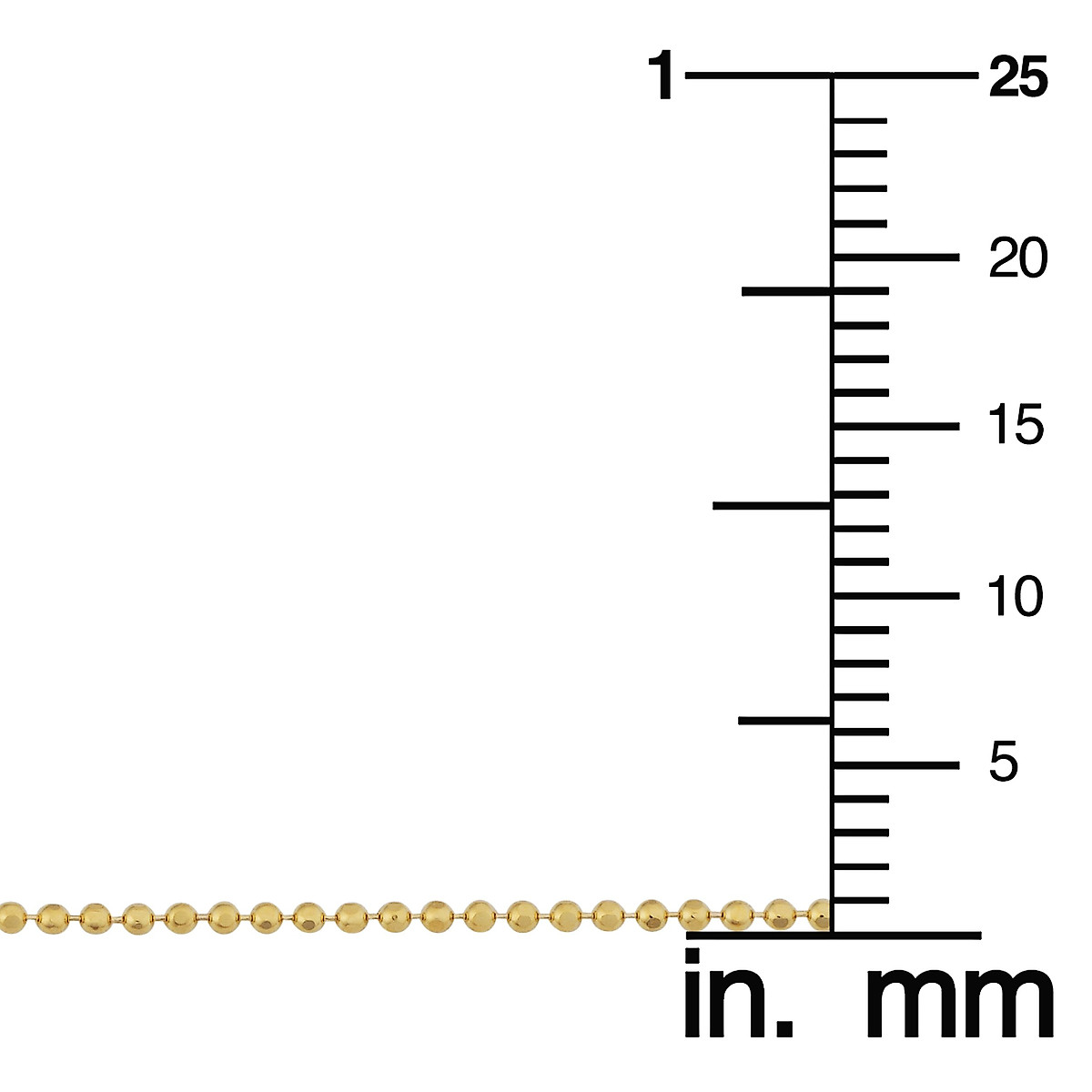 Kooljewelry 14k Yellow Gold 1 mm Diamond-cut Bead Ball Chain Necklace (20 inch)