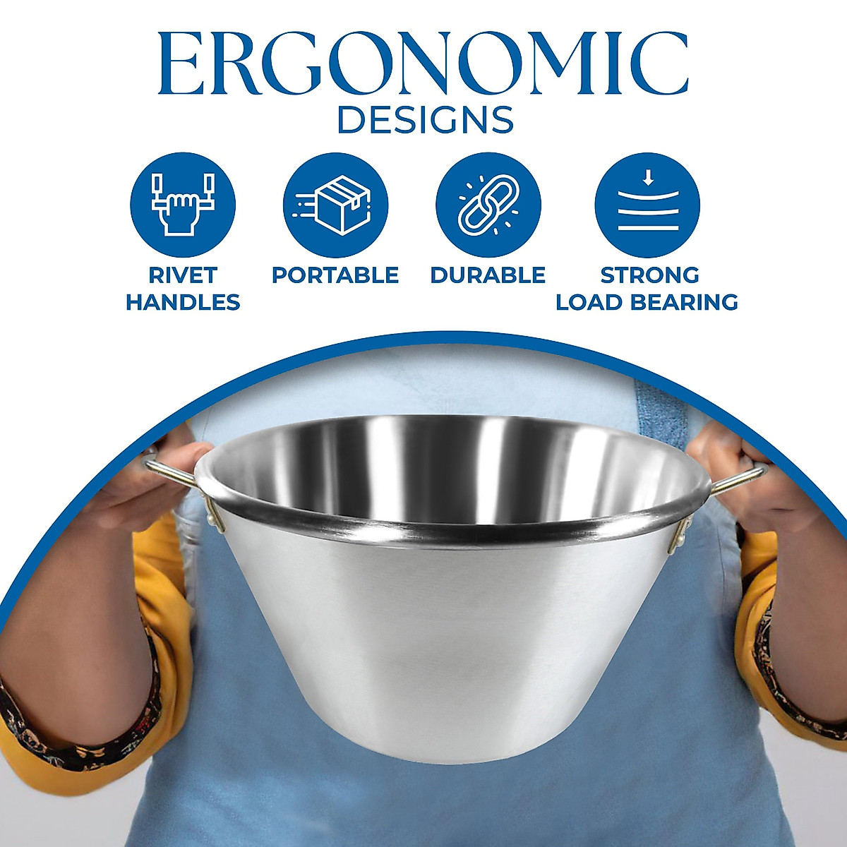 Alpine Cuisine Stainless Steel Cazo 21x12-Inch Sanding Finishing Tool | Precision Craftsmanship & Professional Double Handle | Easy Cleaning Culinary Excellence & Heat Distribution Temperature Control