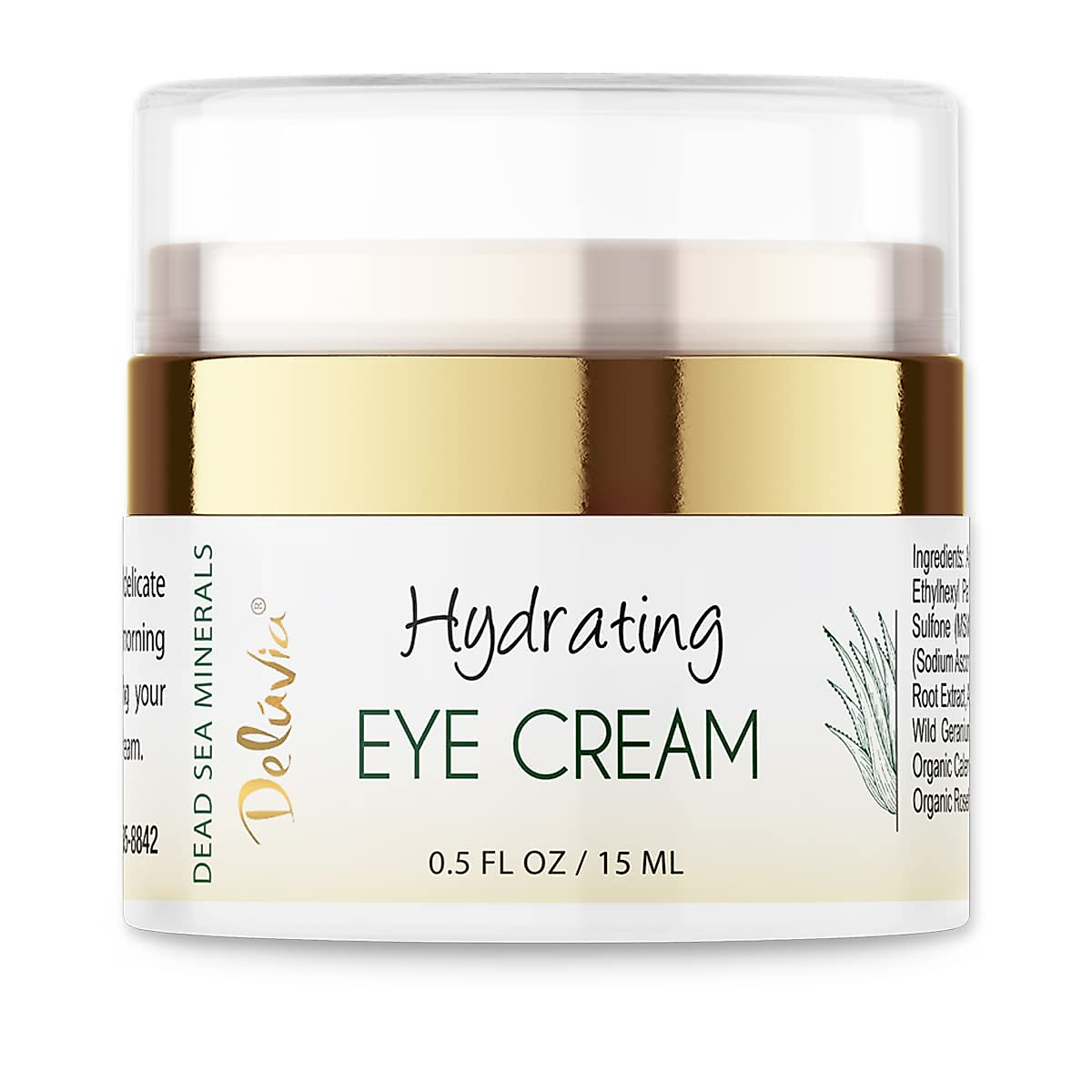 Deluvia Eye Cream Moisturizer, Under Eye and Around Eye Hydrating Eye Cream, Organic Aloe Vera, Vitamin E, Rosehip Seed Oil for Dry Skin and Wrinkles.(.5 Oz)